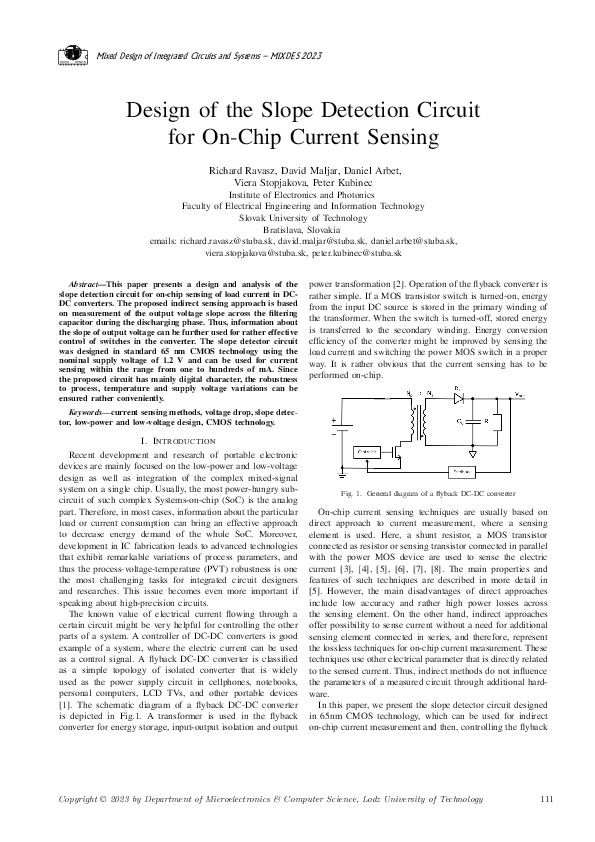 (PDF) Design of the Slope Detection Circuit for On-Chip Current Sensing