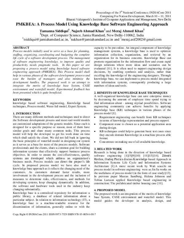 (PDF) PMKBEA: A Process Model Using Knowledge Base Software Engineering ...