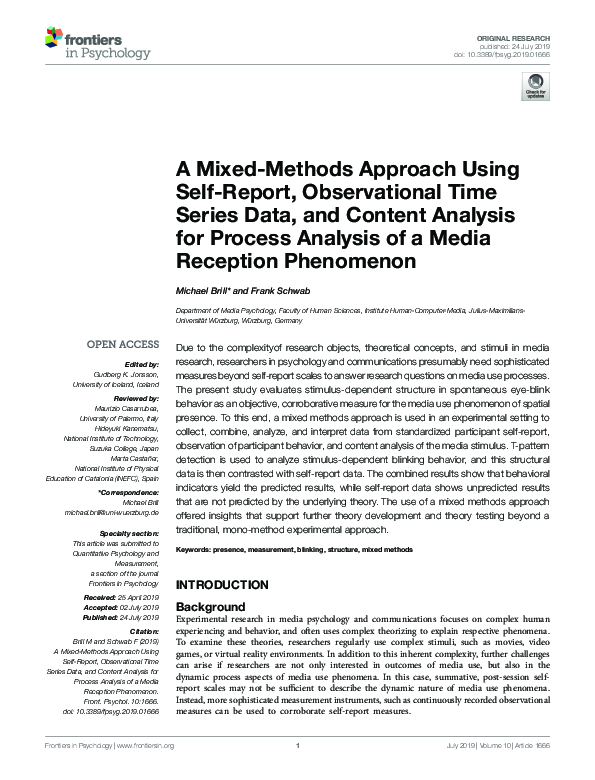 (PDF) A Mixed-Methods Approach Using Self-Report, Observational Time Series Data, and Content ...