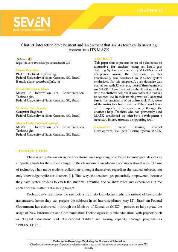 (PDF) Chatbot interaction development and assessment that assists teachers in inserting content ...