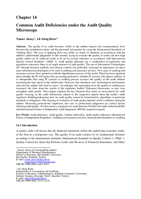 (PDF) Common Audit Deficiencies Under the Audit Quality Microscope