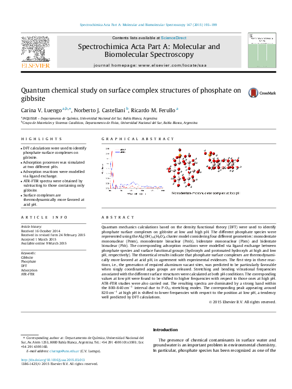 (PDF) Quantum chemical study on surface complex structures of phosphate ...