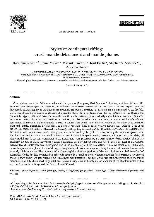 (PDF) Styles of continental rifting: crust-mantle detachment and mantle ...