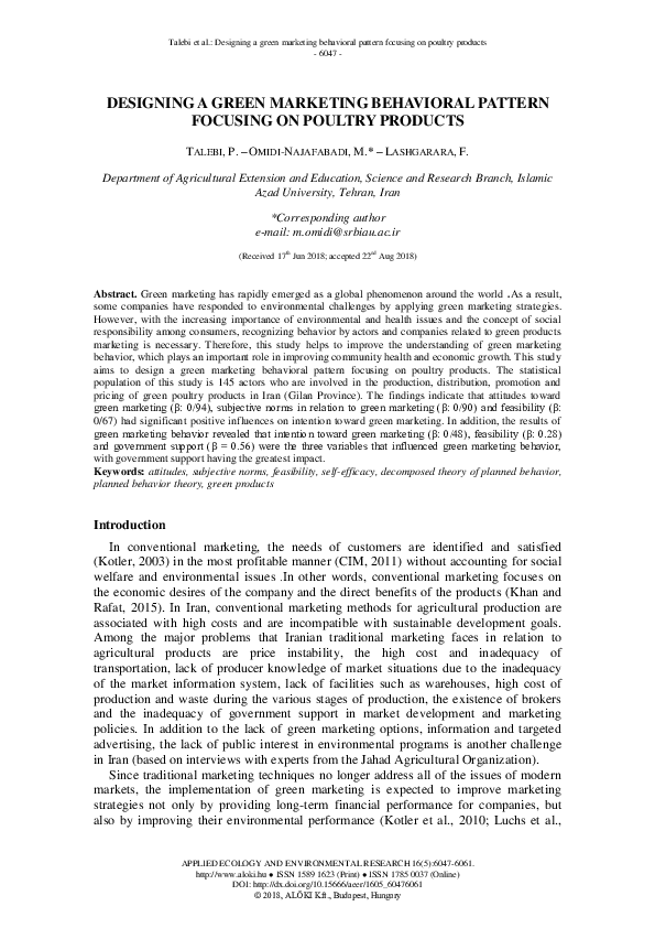 (PDF) Designing a Green Marketing Behavioral Pattern Focusing on ...