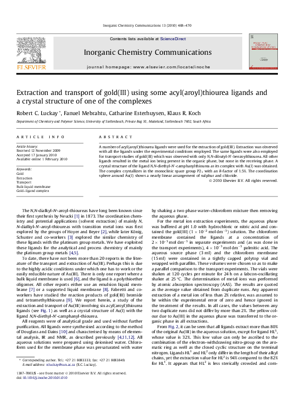 (PDF) Extraction and transport of gold(III) using some acyl(aroyl ...