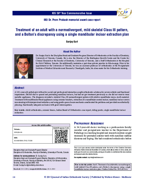 (PDF) Treatment of an adult with a normodivergent, mild skeletal Class ...