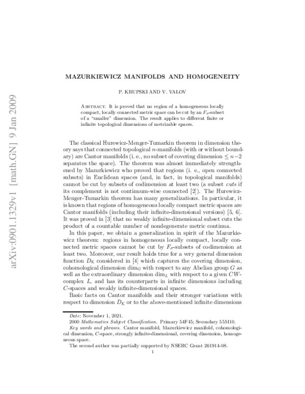 (PDF) Mazurkiewicz manifolds and homogeneity