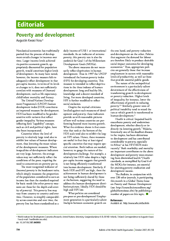 (PDF) Poverty and development | Augustin Kwasi Fosu - Academia.edu
