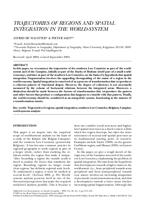 (PDF) Trajectories of Regions and Spatial Integration in the World-System
