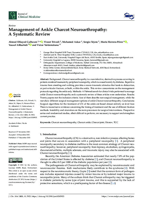 (PDF) Management of Ankle Charcot Neuroarthropathy: A Systematic Review