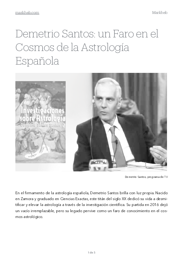 (PDF) Demetrio Santos: un Faro en el Cosmos de la Astrología Española