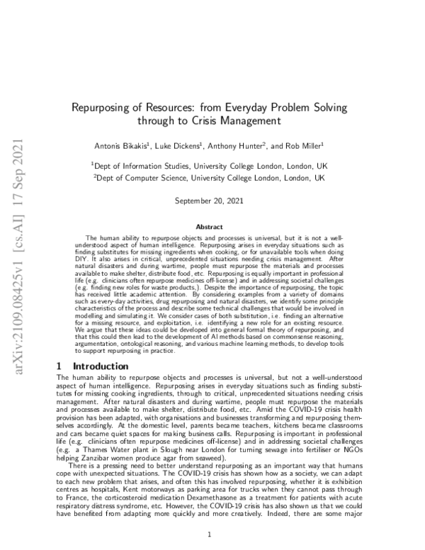 (PDF) Repurposing of Resources: from Everyday Problem Solving through to Crisis Management