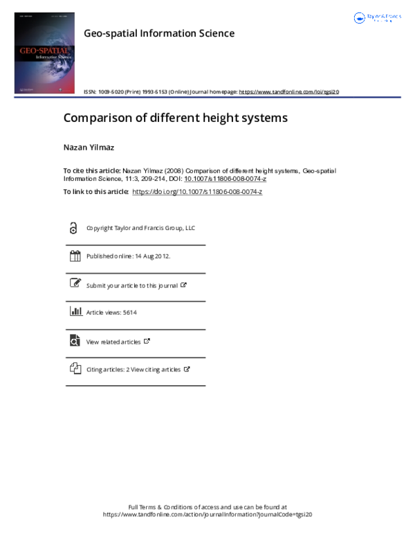 (PDF) Comparison of different height systems