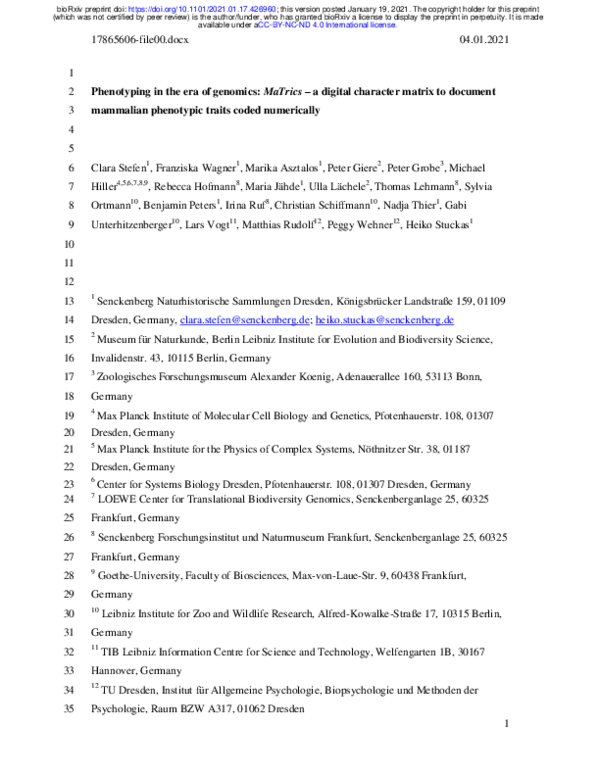 (PDF) Phenotyping in the era of genomics:MaTrics– a digital character ...