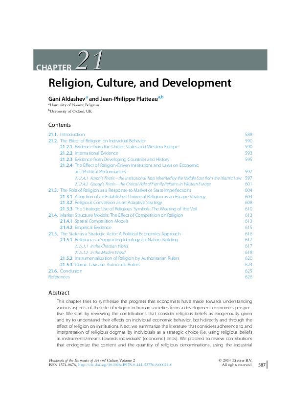 (PDF) Religion, Culture, and Development