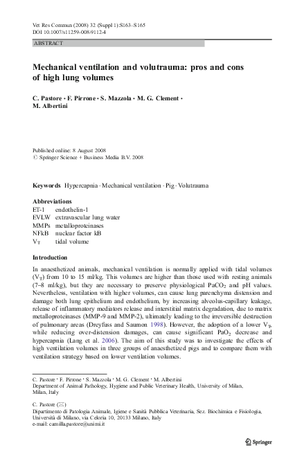 (PDF) Mechanical ventilation and volutrauma: pros and cons of high lung ...