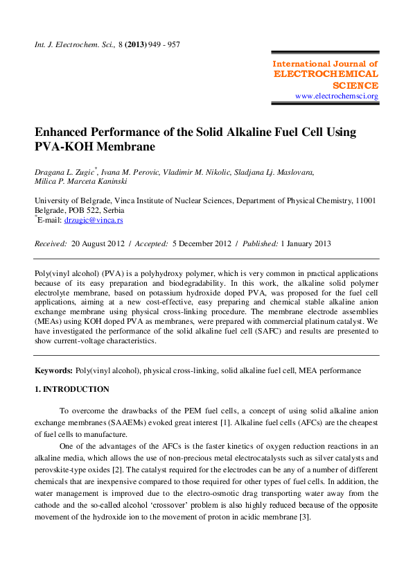 (PDF) Enhanced Performance of the Solid Alkaline Fuel Cell Using PVA ...