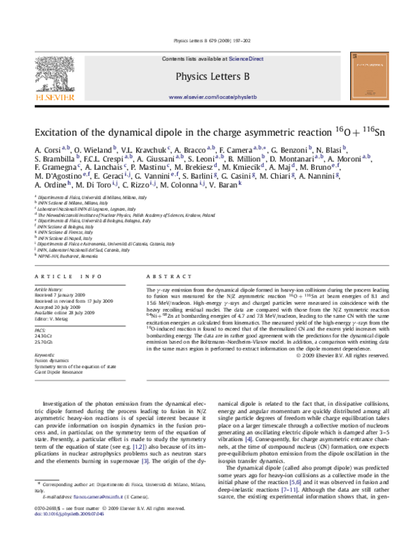 (PDF) Excitation of the dynamical dipole in the charge asymmetric ...