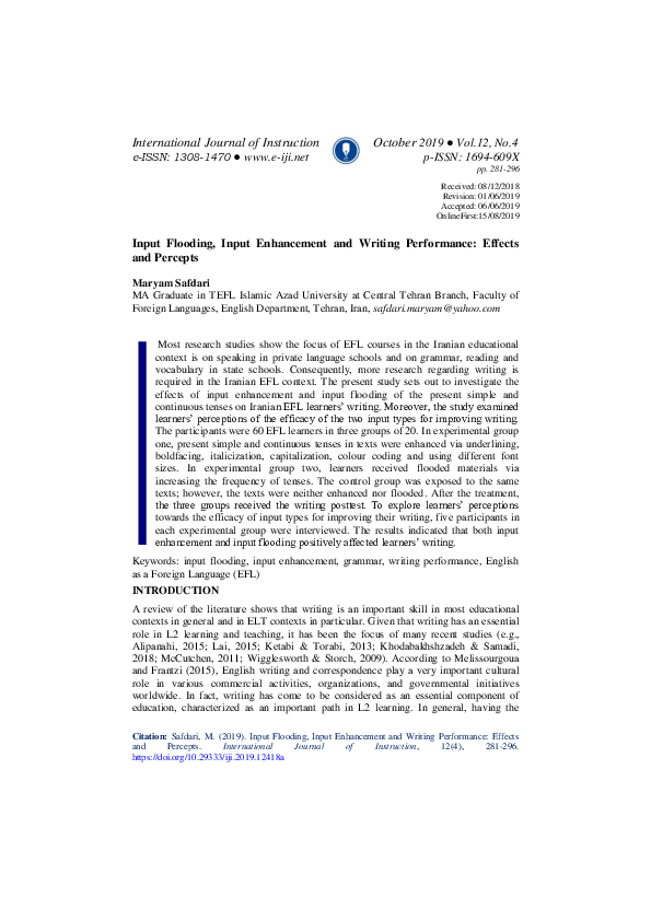 (PDF) Impact of Input Techniques on EFL Writing