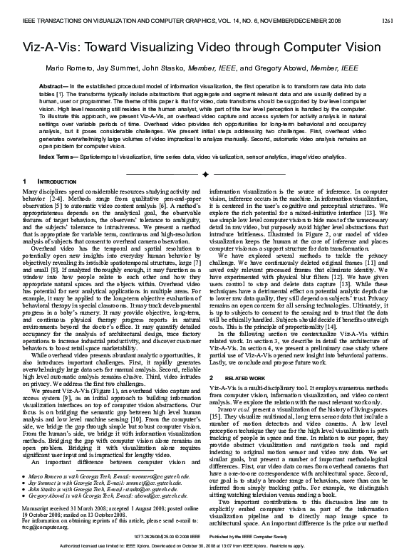 (PDF) Viz-A-Vis: Toward Visualizing Video through Computer Vision