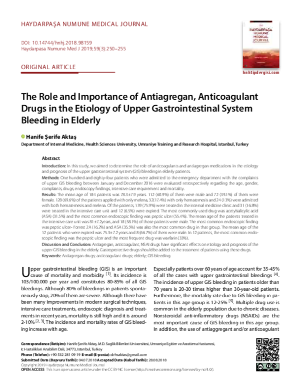 (PDF) The role and importance of antiagregan, anticoagulant drugs in ...