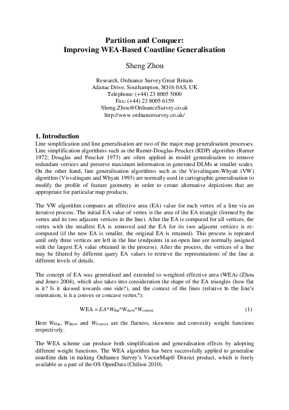 (PDF) Partition and conquer: Improving WEA-based coastline generalisation