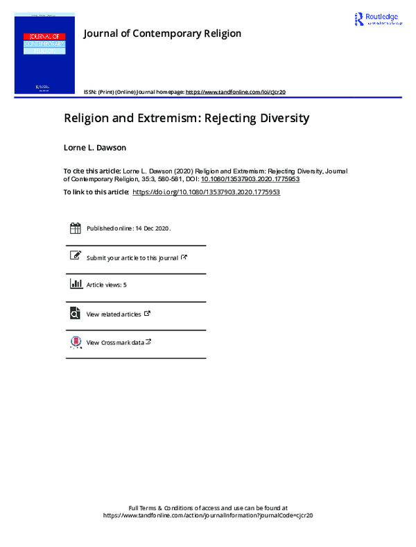 (PDF) Religion and Extremism: Rejecting Diversity