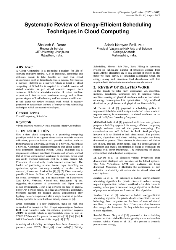 (PDF) Systematic Review of Energy-Efficient Scheduling Techniques in Cloud Computing