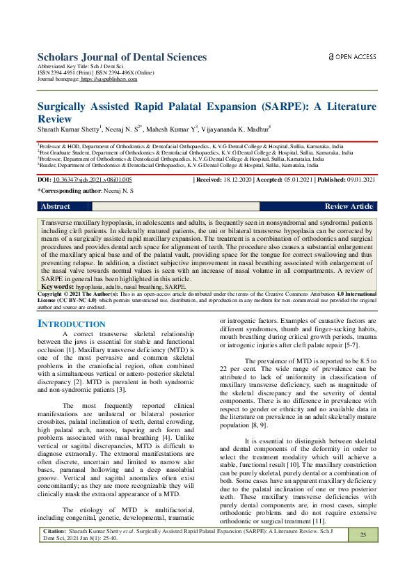 (PDF) Surgically assisted rapid palatal expansion (SARPE) prior to ...