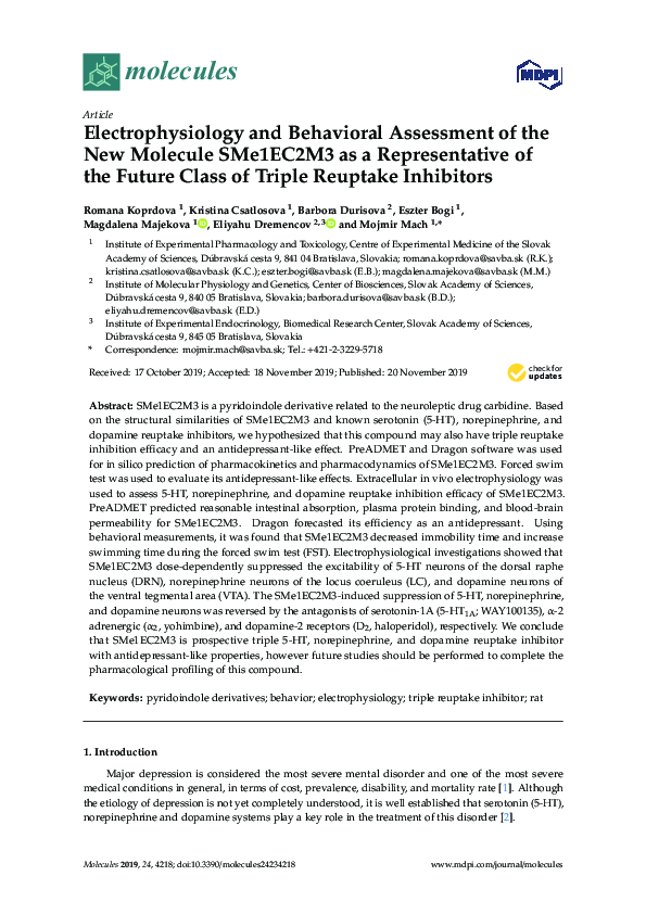 (PDF) Electrophysiology and Behavioral Assessment of the New Molecule ...