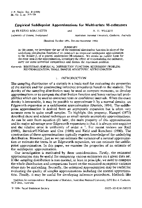 (PDF) Empirical Saddlepoint Approximations for Multivariate M-Estimators