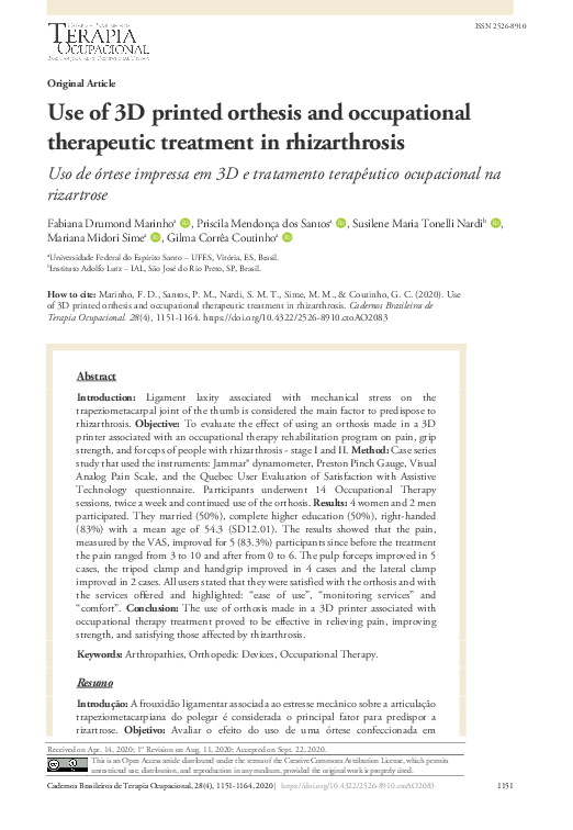 (PDF) Use of 3D printed orthesis and occupational therapeutic treatment ...