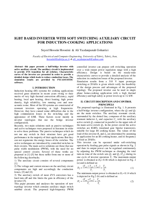 (PDF) Igbt Based Inverter with Soft Switching Auxiliary Circuit for ...