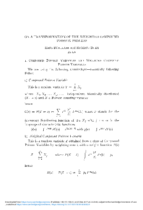(PDF) On a transformation of the weighted compound Poisson process