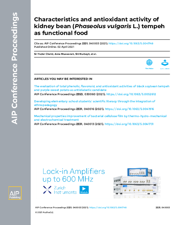 (PDF) Characteristics and antioxidant activity of kidney bean ...