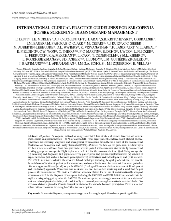 (PDF) International Clinical Practice Guidelines for Sarcopenia (ICFSR ...