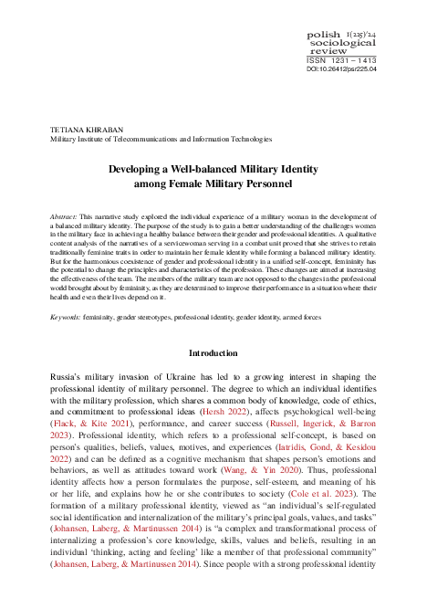 (PDF) Developing a Well-balanced Military Identity among Female ...