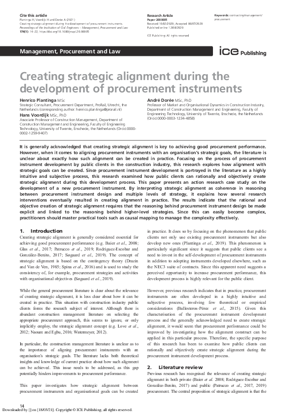 (PDF) Creating strategic alignment during the development of ...