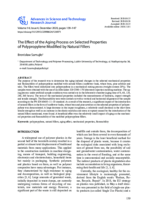 (PDF) The Effect of the Aging Process on Selected Properties of ...