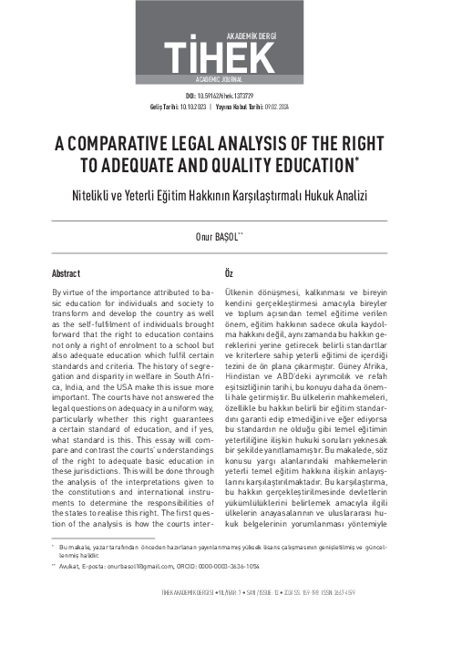(PDF) A COMPARATIVE LEGAL ANALYSIS OF THE RIGHT TO ADEQUATE AND QUALITY ...