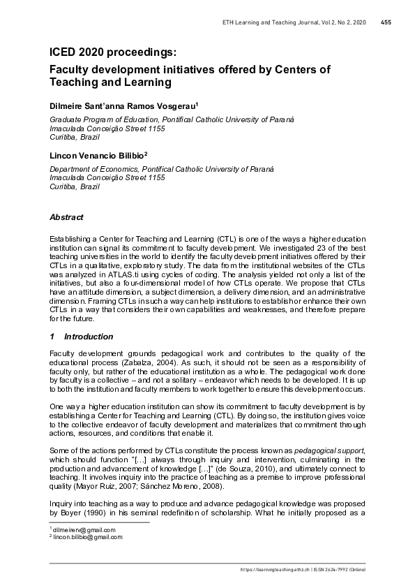 (PDF) Faculty development initiatives offered by Centers of Teaching ...