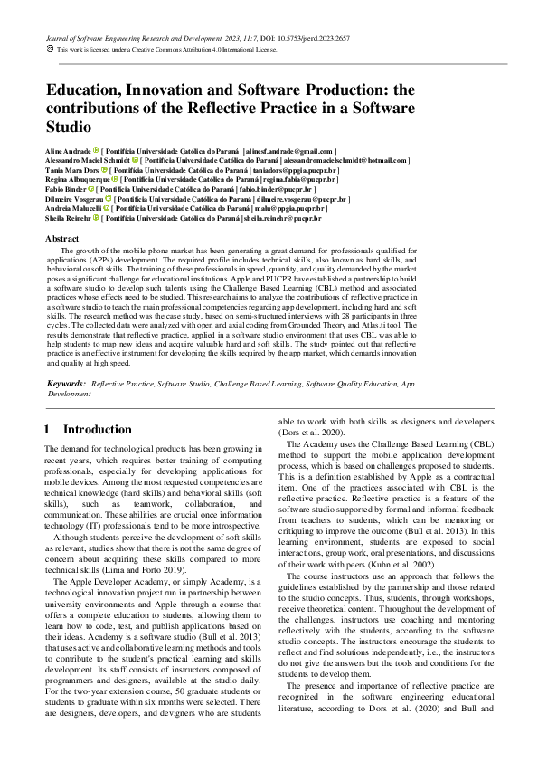 (PDF) Reflective Practice in Software Development Training