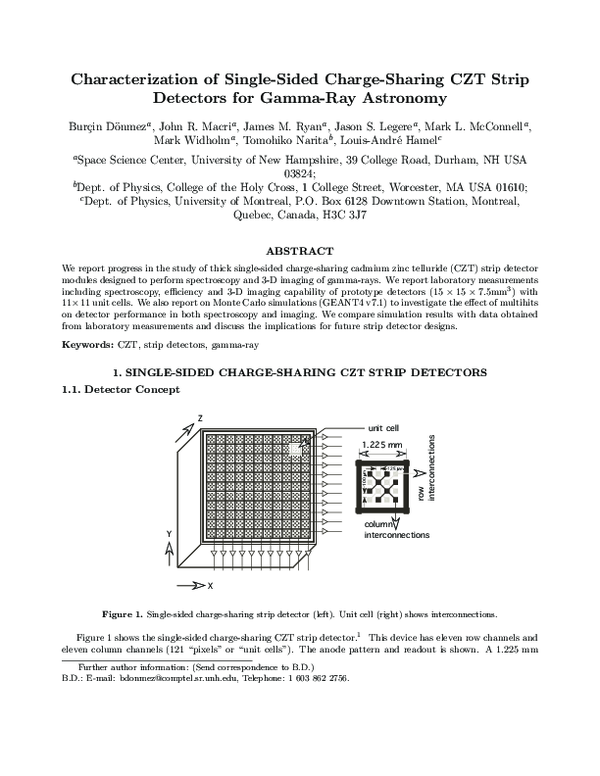 (PDF) Characterization of single-sided charge-sharing CZT strip detectors for gamma-ray astronomy