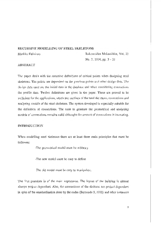 (PDF) Recursive Modelling of Steel Skeletons