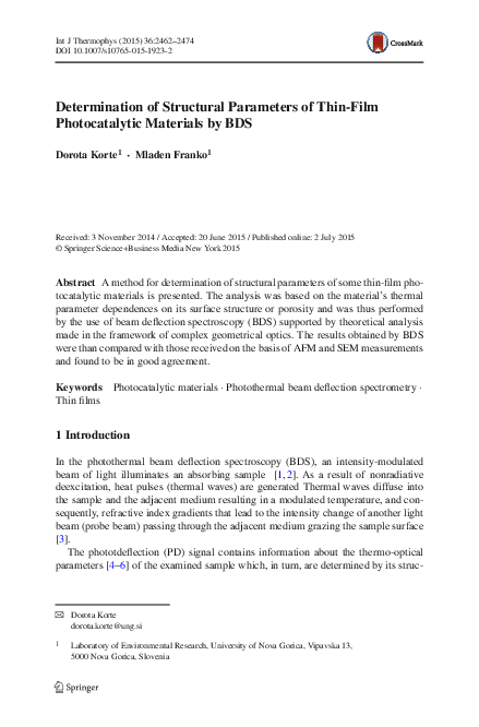 (PDF) Determination of Structural Parameters of Thin-Film ...