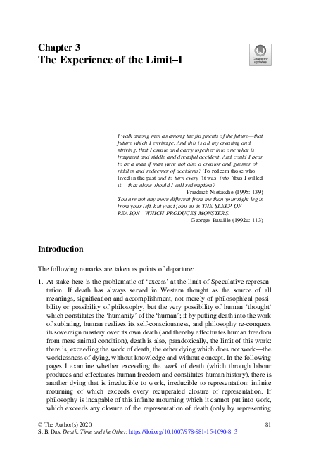 (PDF) The Experience of the Limit–I