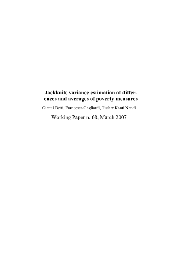 (PDF) Jackknife variance estimation of differences and averages of poverty measures