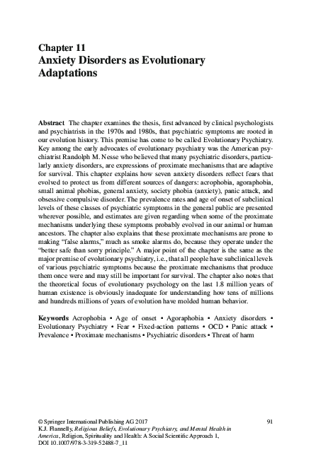 (PDF) Anxiety Disorders as Evolutionary Adaptations