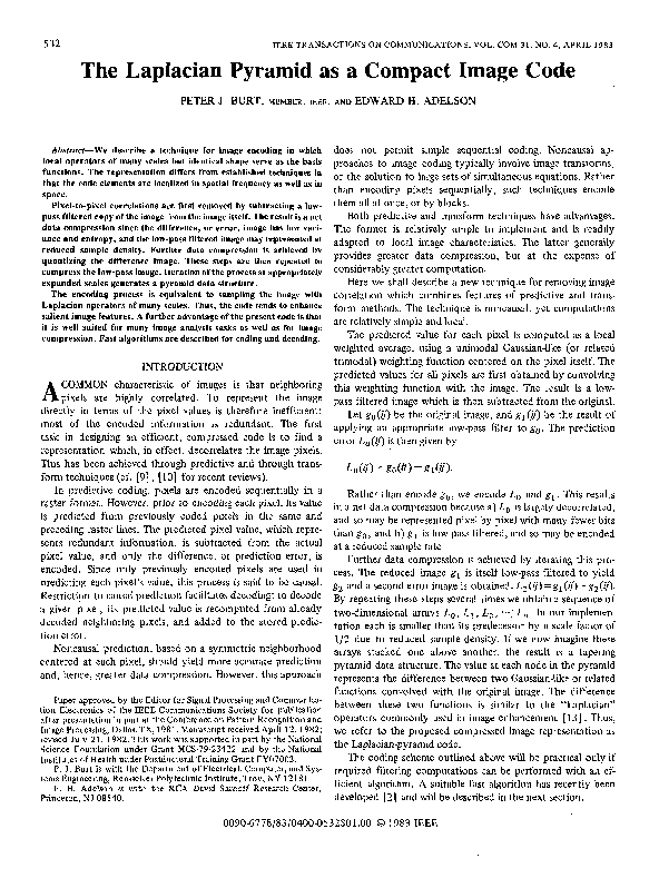 (PDF) The Laplacian Pyramid as a Compact Image Code
