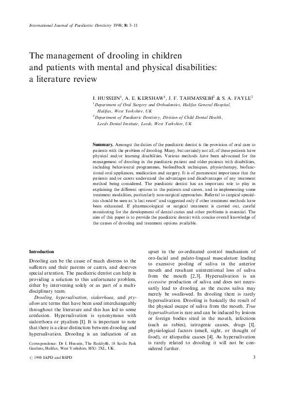 (PDF) The Management of Drooling in Children and Patients with Mental ...